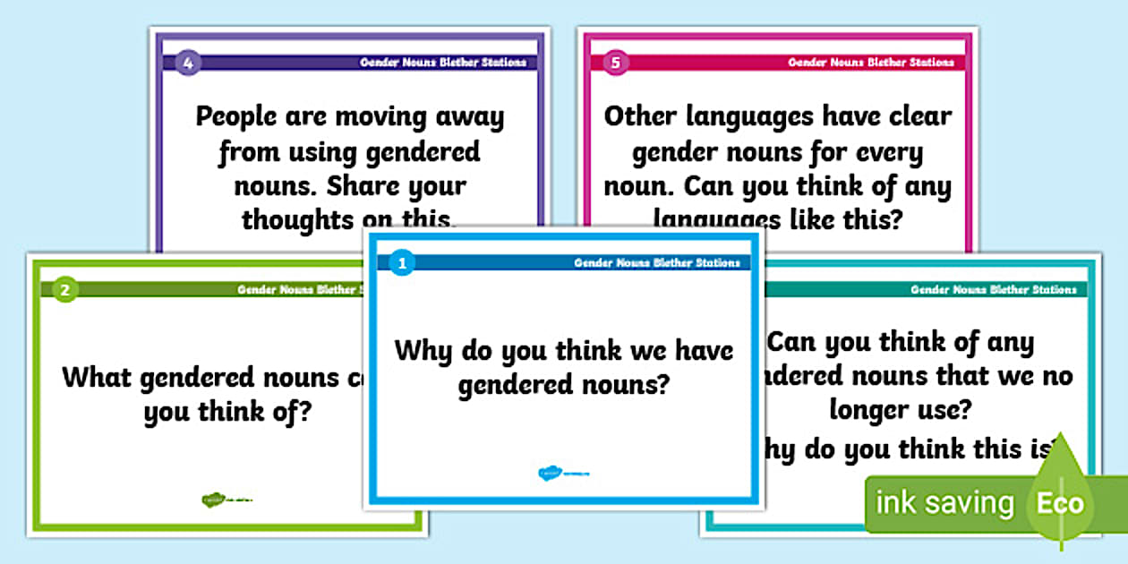 Gender Nouns Blether Stations (teacher made) - Twinkl