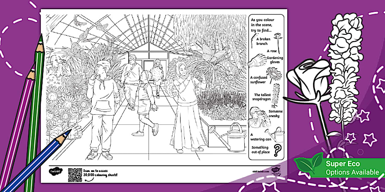 Flowers and Plants Colouring Scene