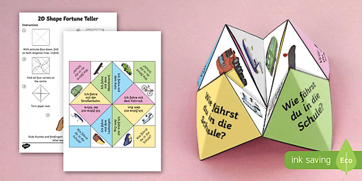 How Do You Travel to School Fortune Teller Template German