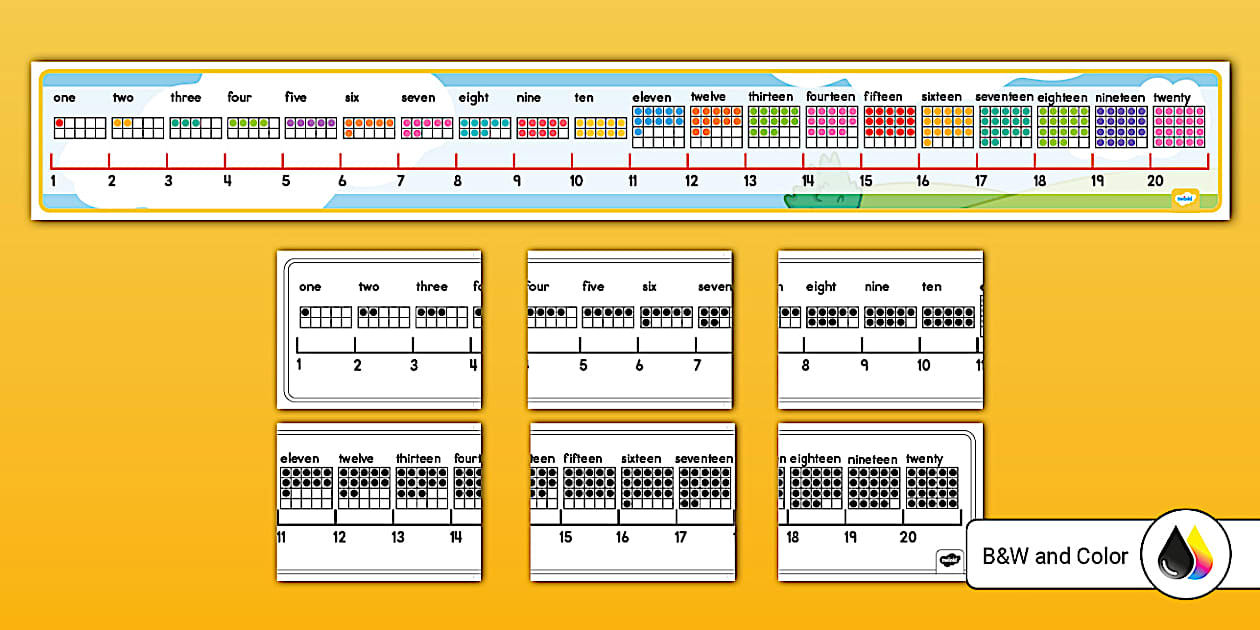 Visual Number Line 1-20 With Ten Frames Banner - Twinkl