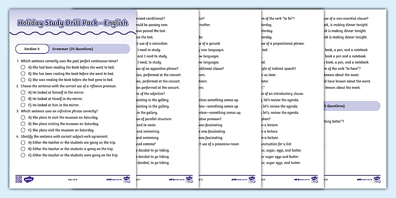 Holiday English Drill (Hecho por educadores) - Twinkl