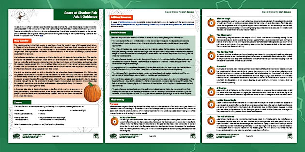 Scare at Shadow Fair Adult Notes | Halloween Story for KS2