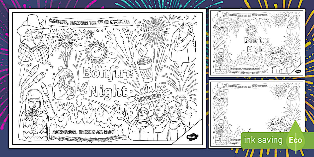Bonfire Night Doodle Colouring Pages (teacher made) - Twinkl