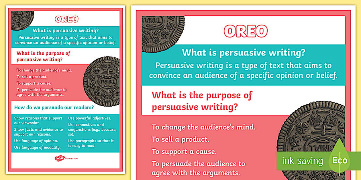 OREO What Is Persuasive Writing? Display Poster - Twinkl