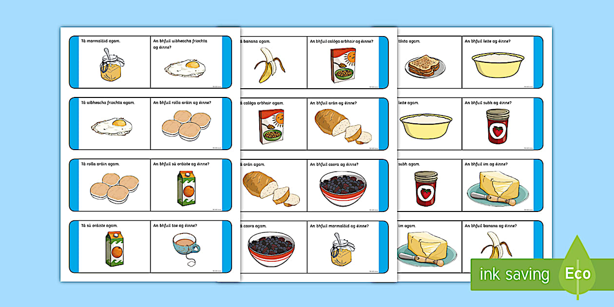 Junior Cycle Breakfast Time Loop Cards Gaeilge - Twinkl