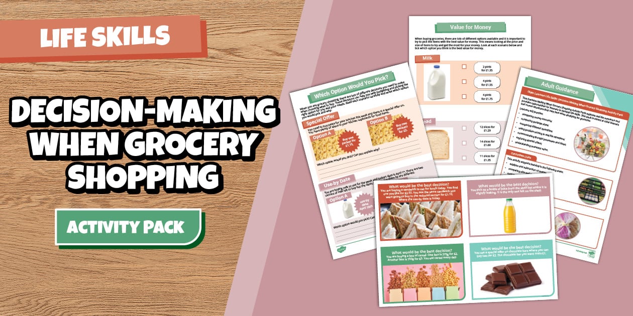 Life Skills Grocery Shopping Activity Pack