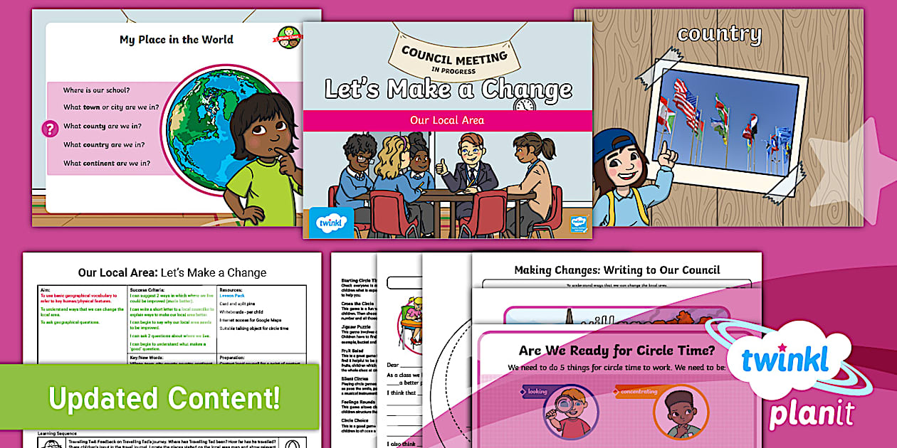 Geography: Our Local Area: Lets Make a Change Year 1 Lesson Pack 6