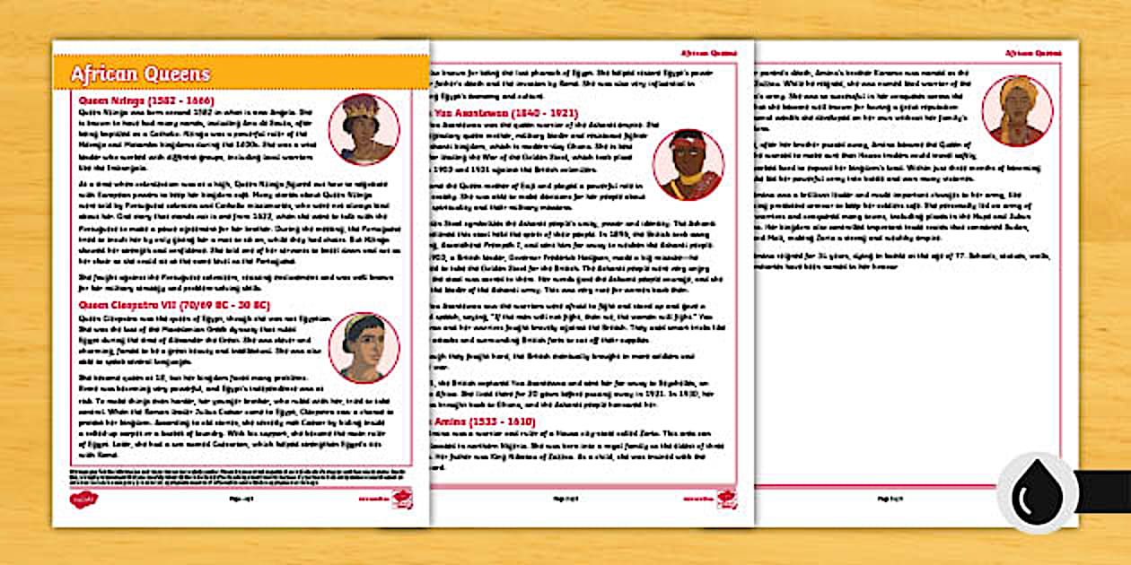 African Queens Fact File (Hecho por educadores) - Twinkl