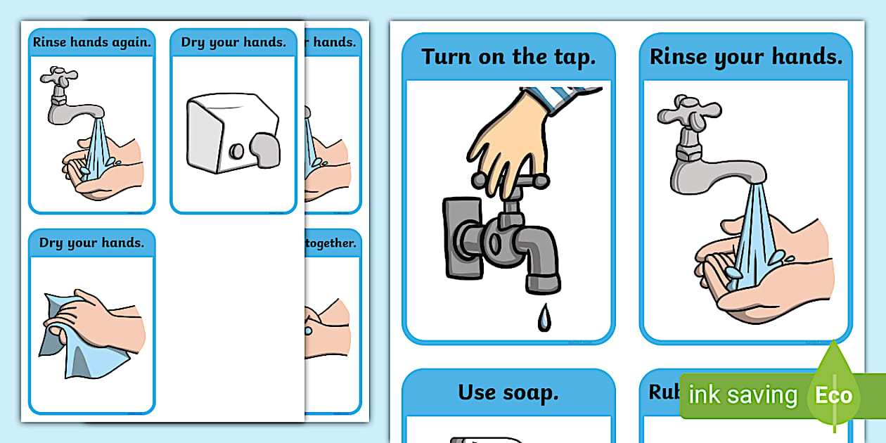 Handwashing Flash Cards - EYFS - KS1 - Personal Hygiene