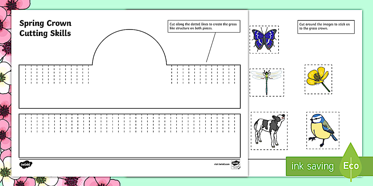Spring Crown Cutting Skills Activity (teacher made) - Twinkl