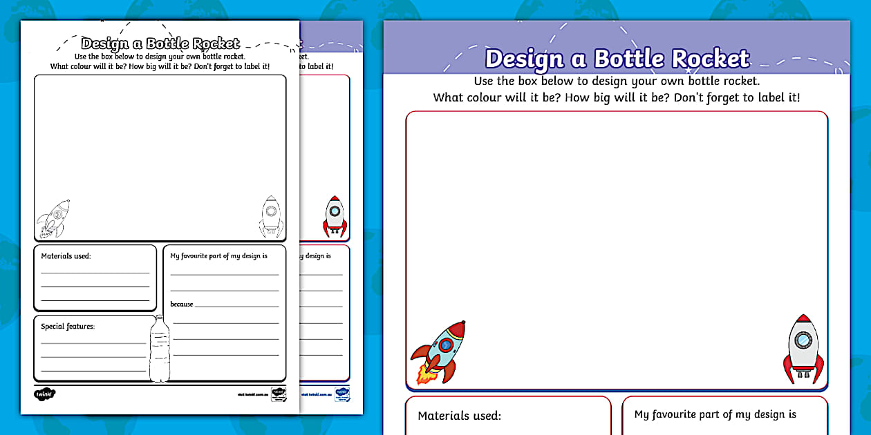 Design a Bottle Rocket Worksheet (teacher made) - Twinkl