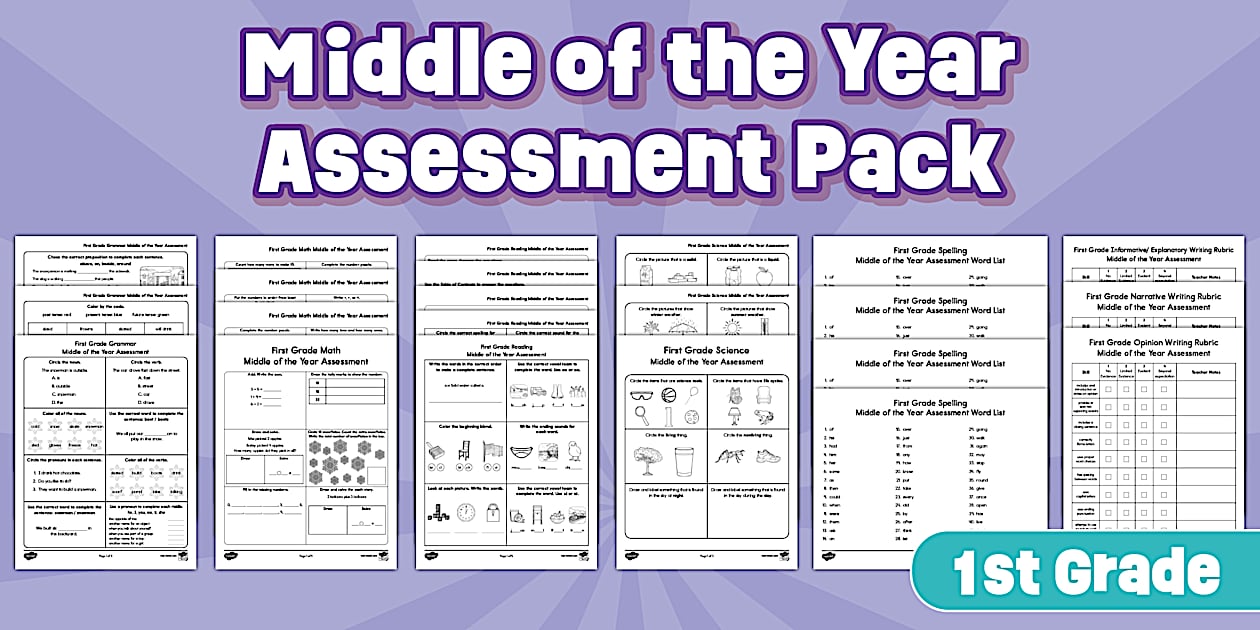 First Grade Middle of the Year Assessment Pack