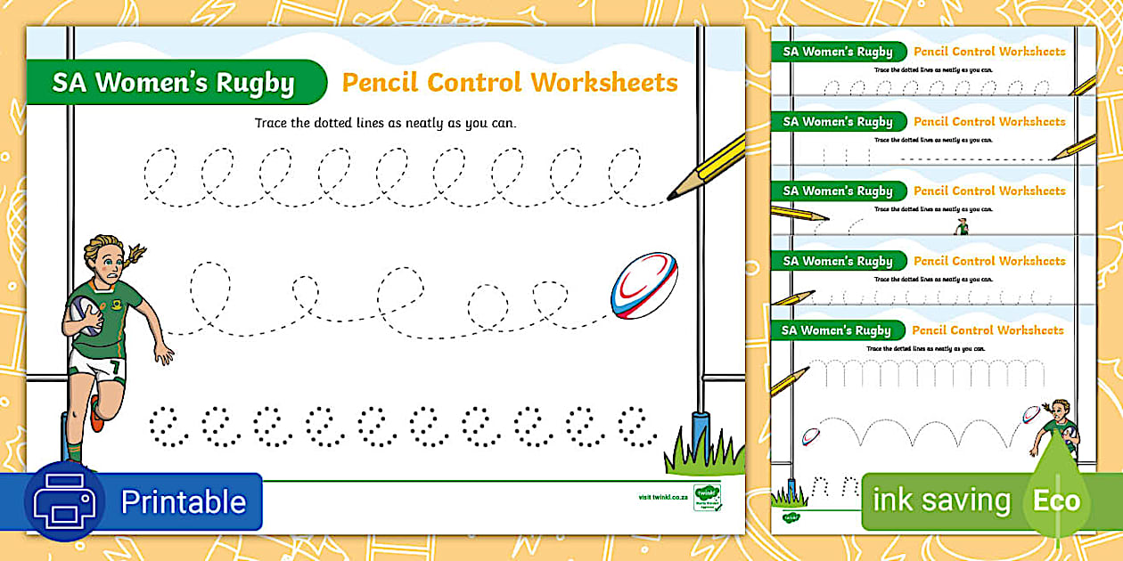 Rugby Pencil Control Worksheets | Grade R | Twinkl SA