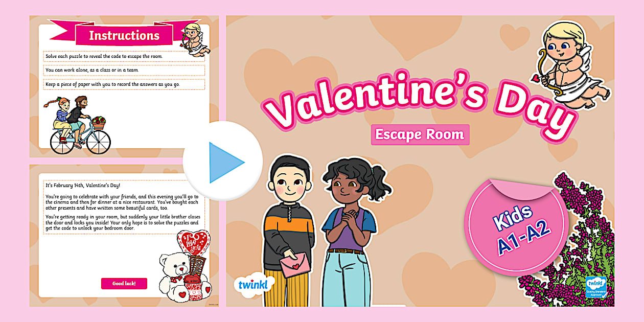 ESL Valentine's Day Escape Room for Beginners (Teacher-Made)