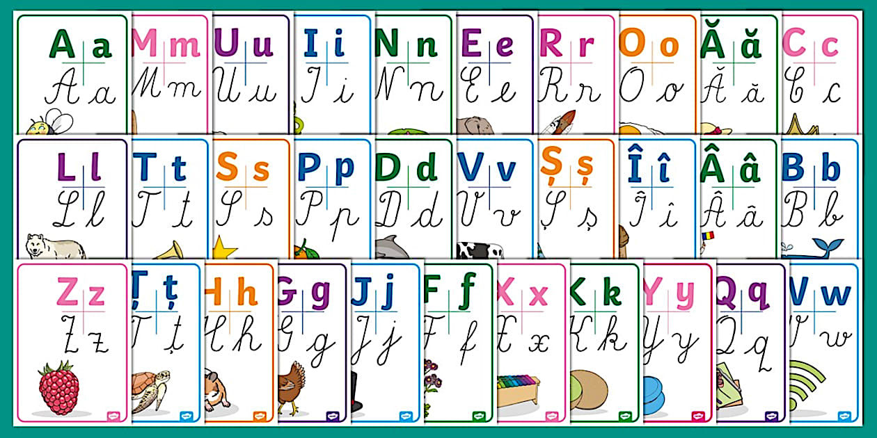 Literele de la A la Z de tipar și de mână – Planșe