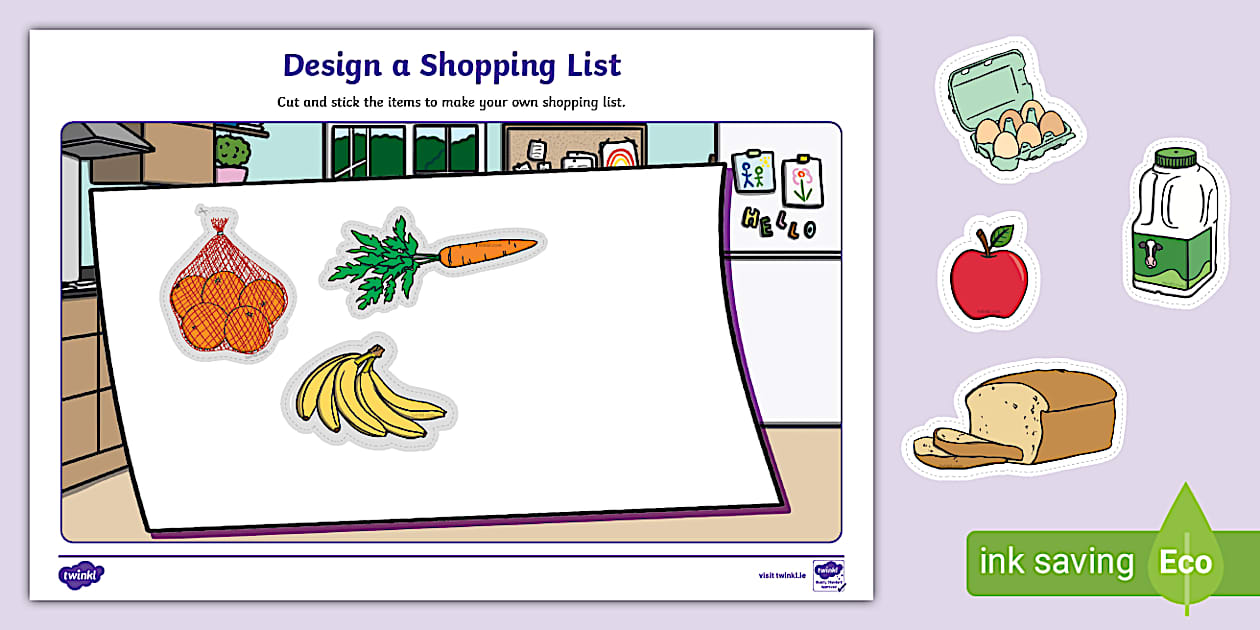 Design a Shopping List Cutting Skills Activity - Twinkl