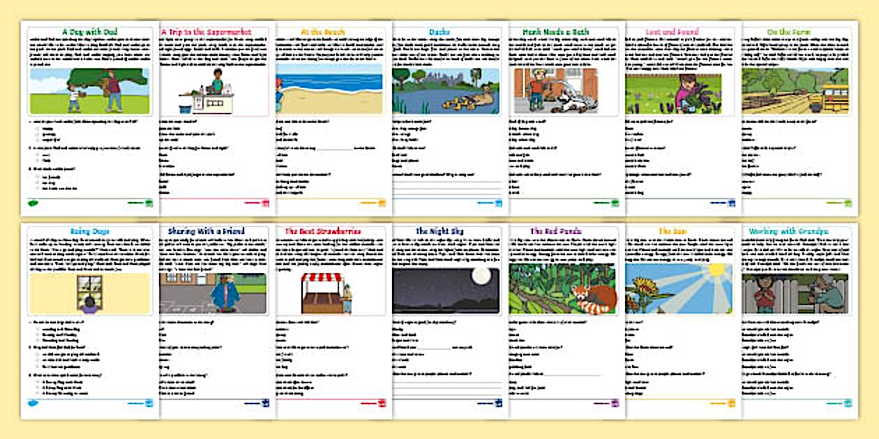 Reading Comprehension - Year 1 Comprehension Worksheets
