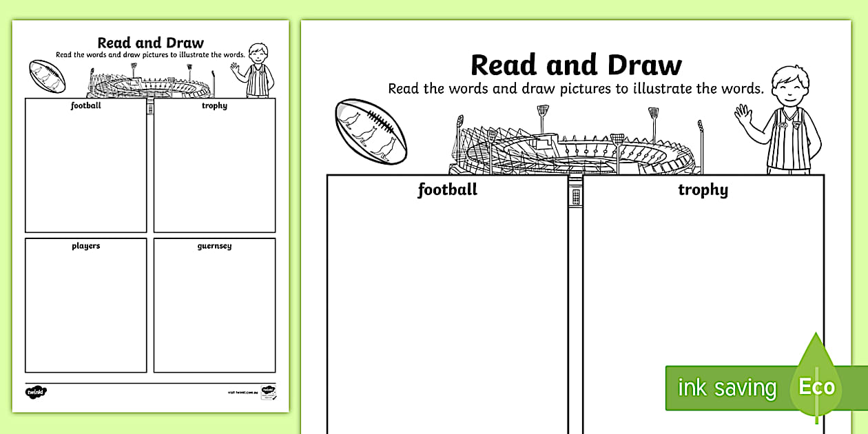 AFL Read and Draw Worksheet - sport (teacher made) - Twinkl