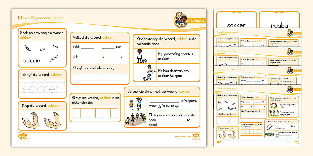 Graad 2 Klanke Sigwoorde sp- (teacher made) - Twinkl