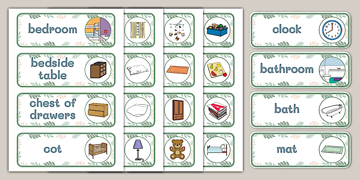 Botanical-Themed Home Corner Word Cards | Twinkl - Twinkl