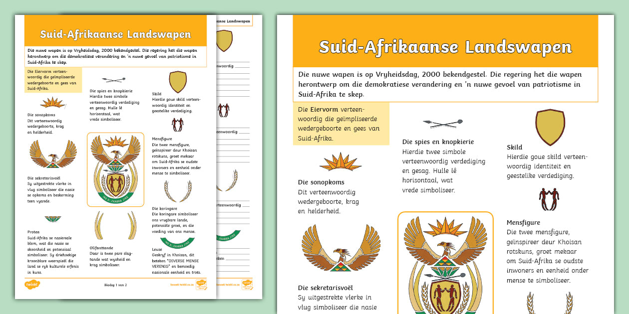 Die Suid-Afrikaanse Landswapen - Aktiwiteit (teacher made)