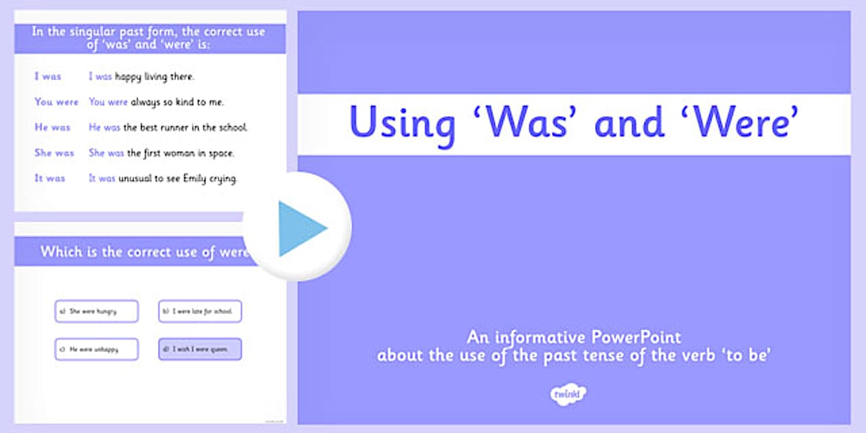 Was and Were Past Tense PowerPoint Pack | Primary Resources