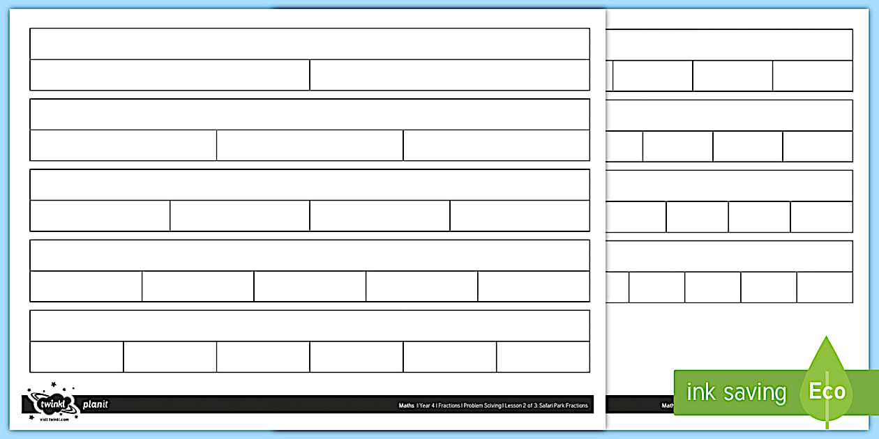 Fraction Bar Worksheet (teacher made) - Twinkl