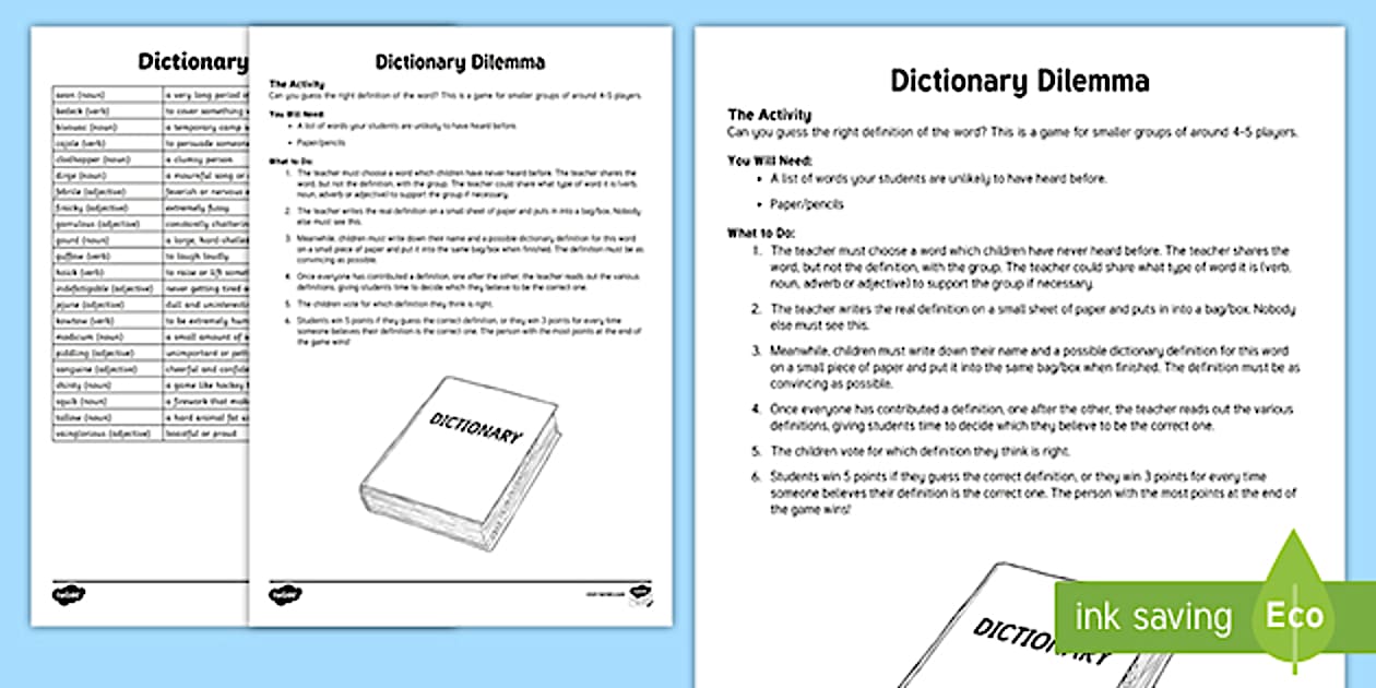 LKS2 Dictionary Dilemma (teacher made) - Twinkl