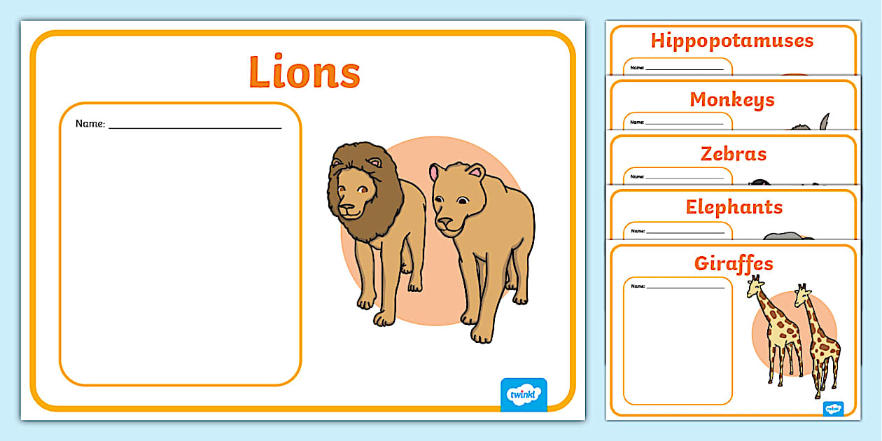 Group Names Table Signs (Safari Animals) - Twinkl