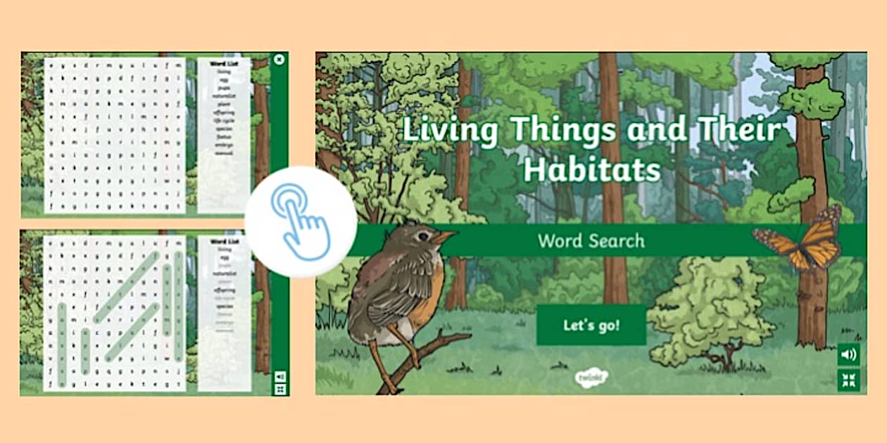 Living Things and Their Habitats Word Search (teacher made)
