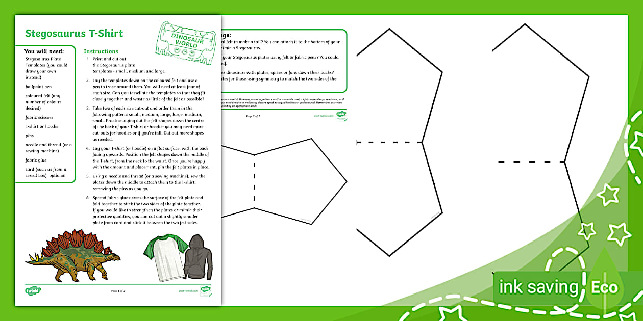 Stegosaurus T-Shirt Craft Instructions - Twinkl