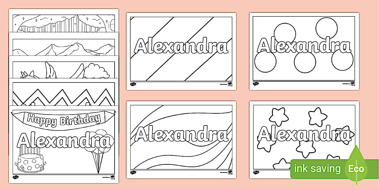 Alexandra Name Simple Colouring Activity Sheet | Colouring