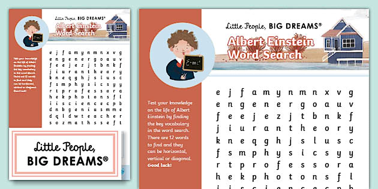 FREE! - Little People, Big Dreams: Albert Einstein Word Search
