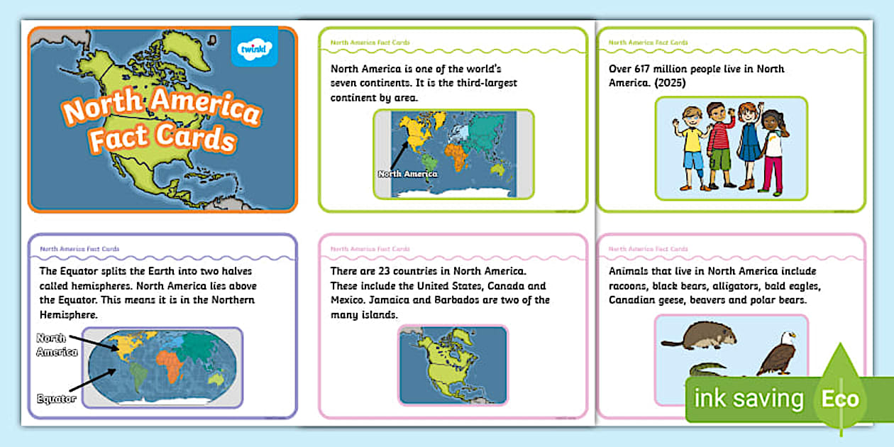 North America Fact Cards - KS1 - Twinkl