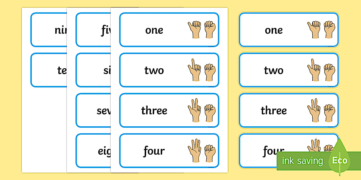 Cursive Finger Counting to Ten Word Cards (teacher made)