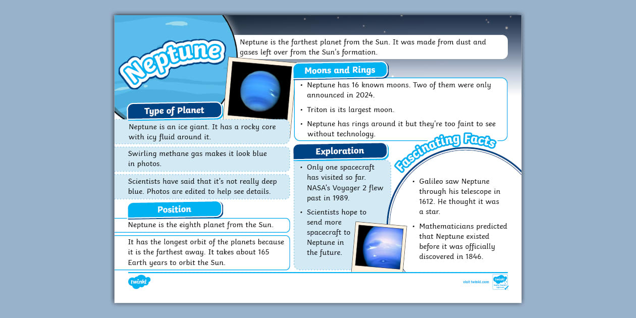 KS1 Neptune Fact File (teacher made) - Twinkl