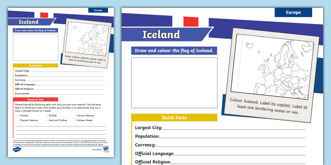 KS2 Iceland Research Activity - Geography (teacher made)