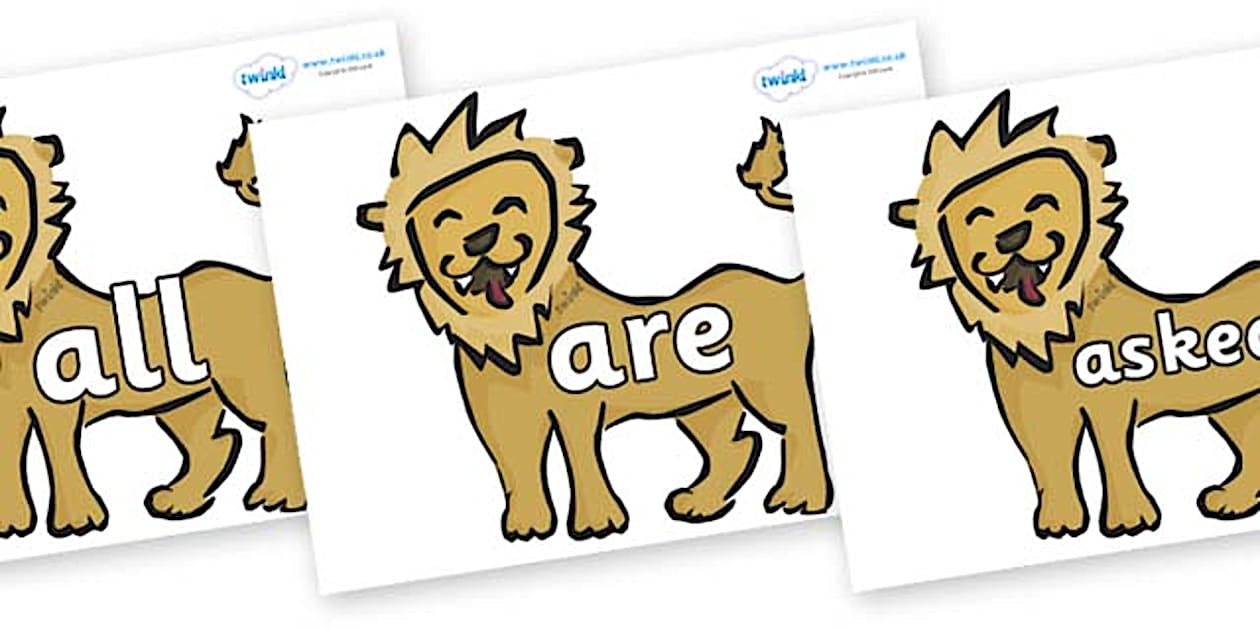 Cursive Tricky Words on Lions (teacher made) - Twinkl