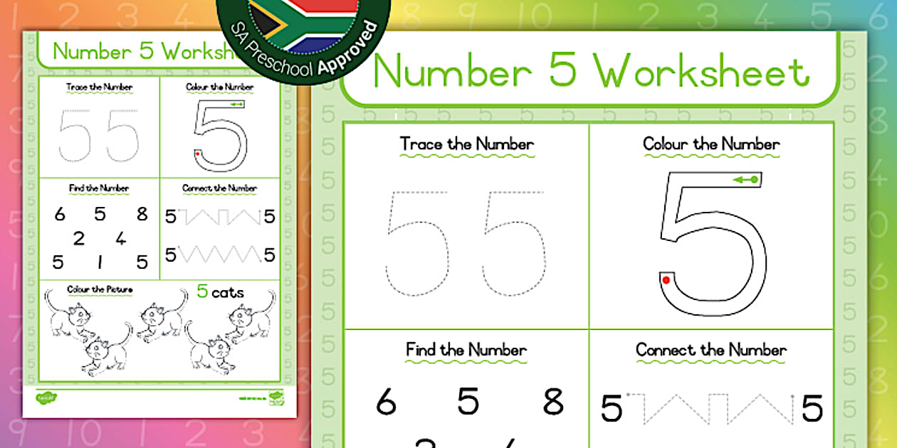 Preschool Numeracy: Number 5 Worksheet