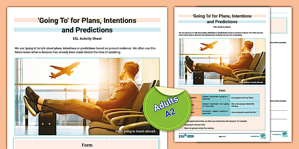 ESL 'Going To' Activity Sheet [Adults, A2] (teacher made)