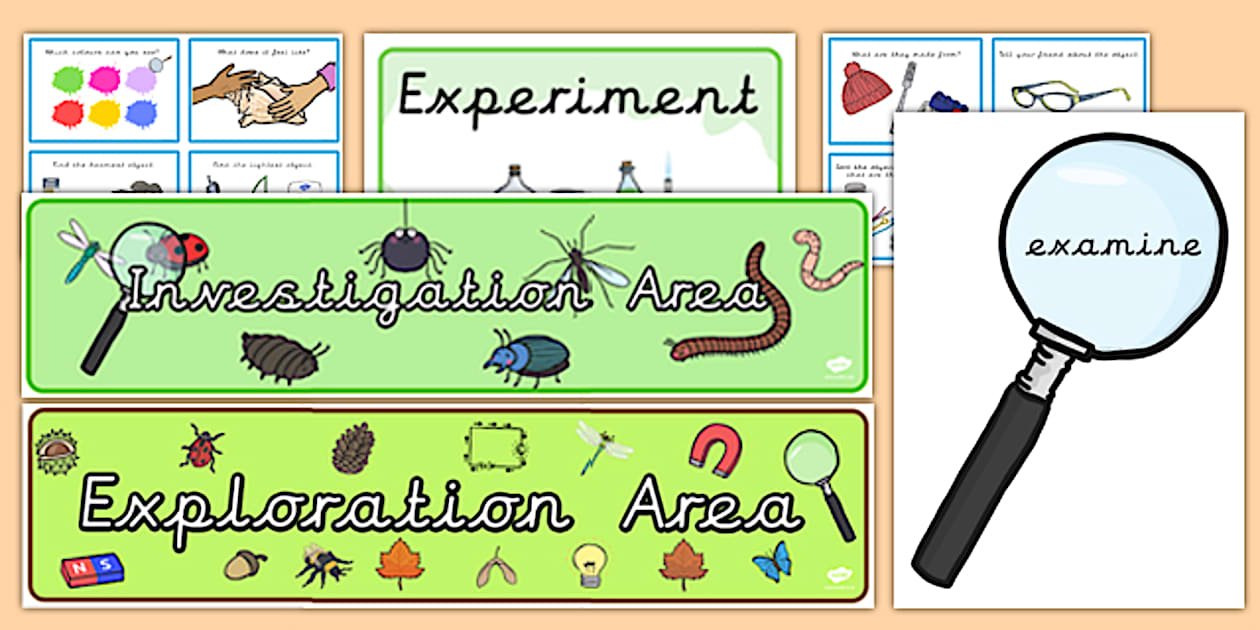 👉 EYFS Investigation Area Classroom Set Up Pack Precursive
