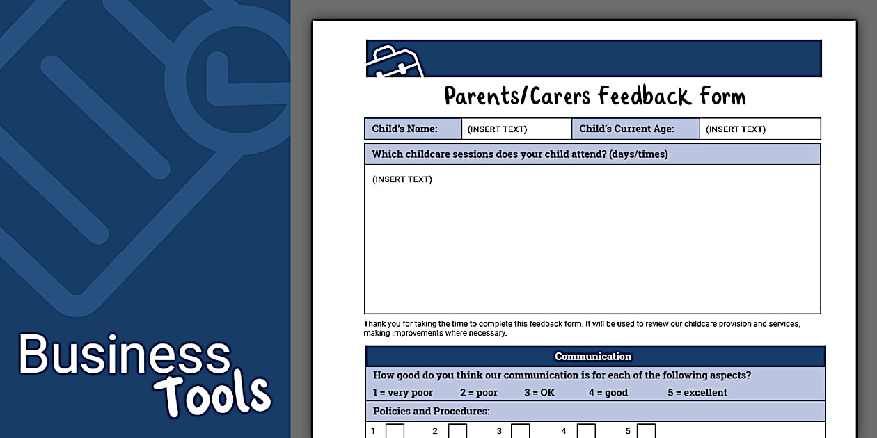 Childminder Parent Questionnaire (teacher made) - Twinkl
