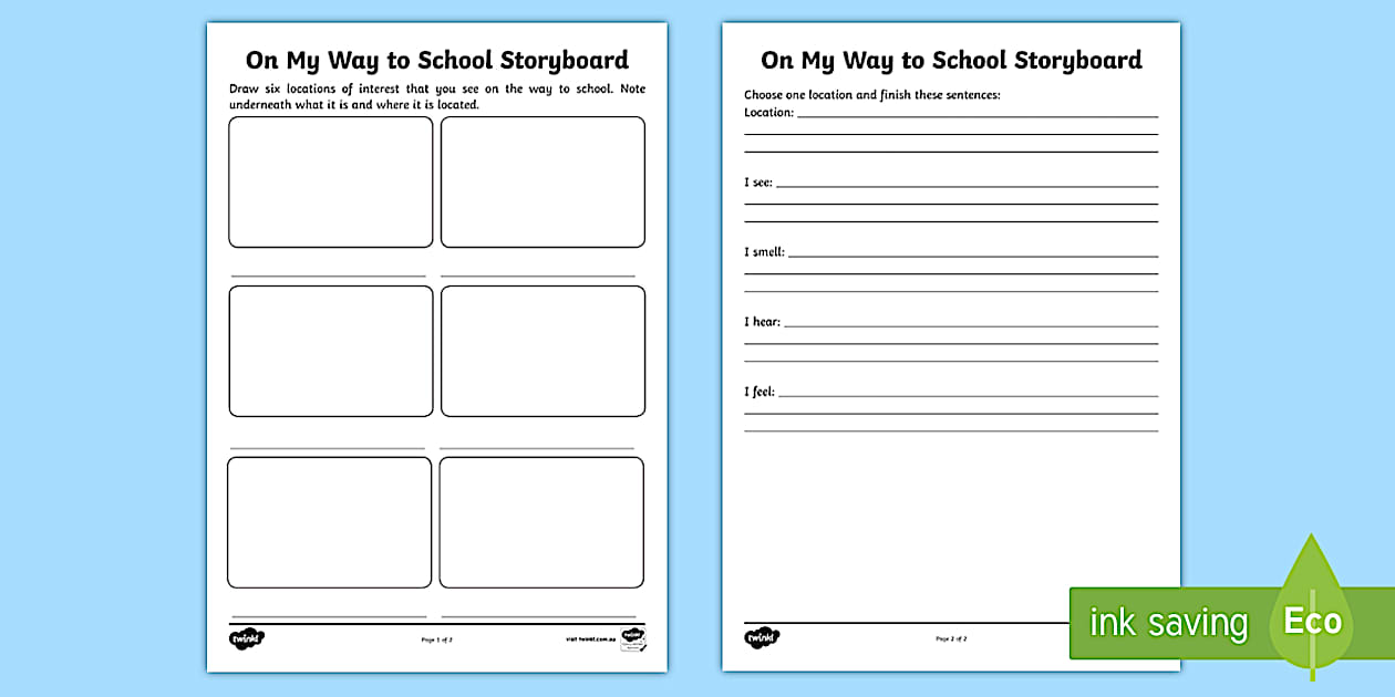 On My Way to School Storyboard Template | Teaching Resource