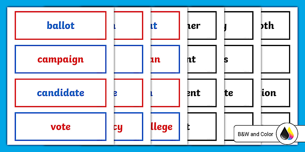 United States Election Vocabulary Word Cards (teacher made)