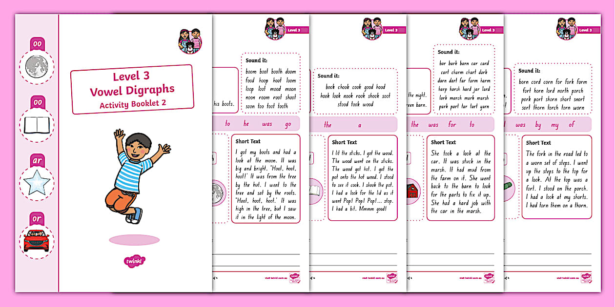 Level 3 Vowel Digraphs Activity Booklet 2 (teacher made)