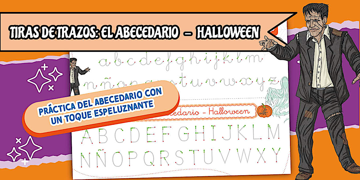 Tiras de trazos: El abecedario - Halloween