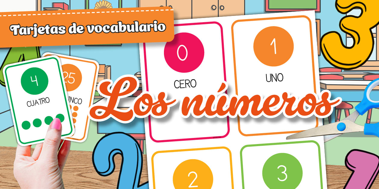 Tarjetas de vocabulario: Los números (teacher made)