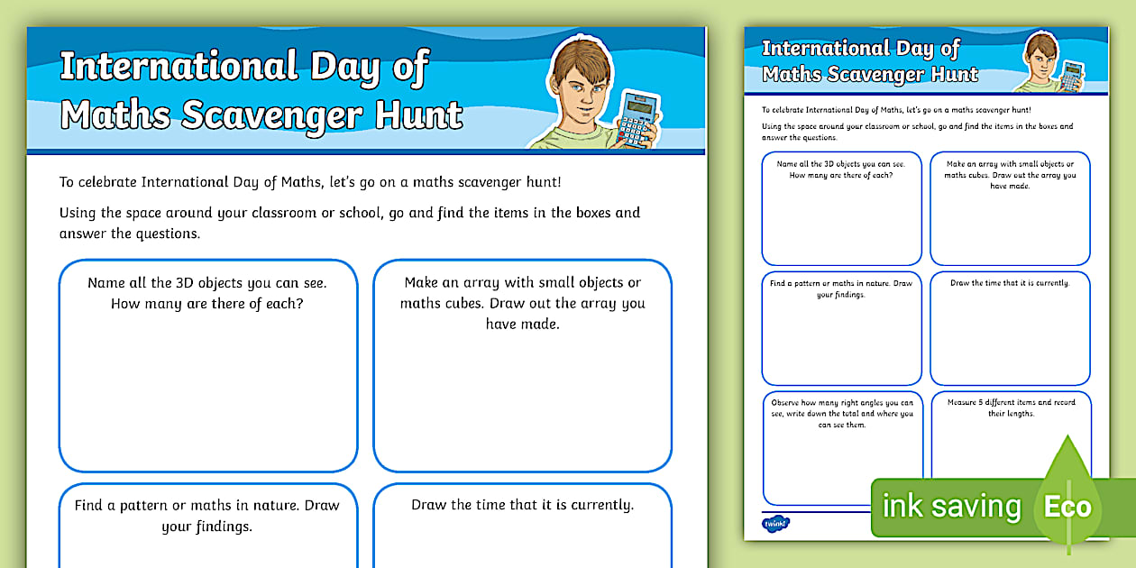 International Day of Maths Scavenger Hunt - Twinkl