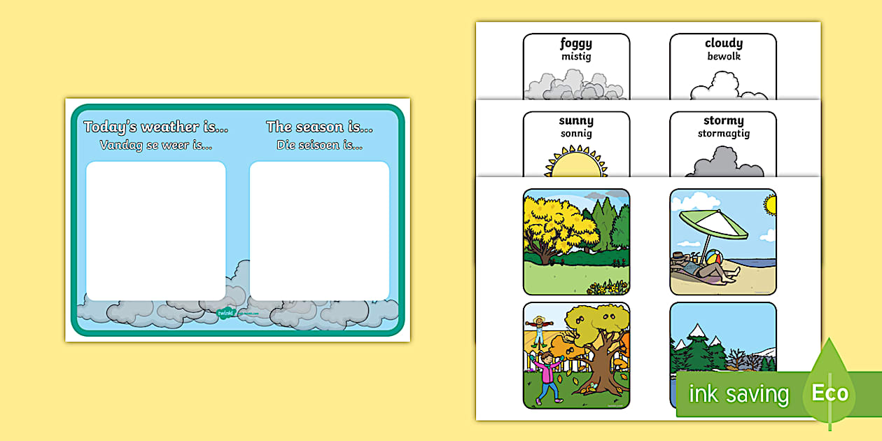 Weather and Season Display Poster English/Afrikaans
