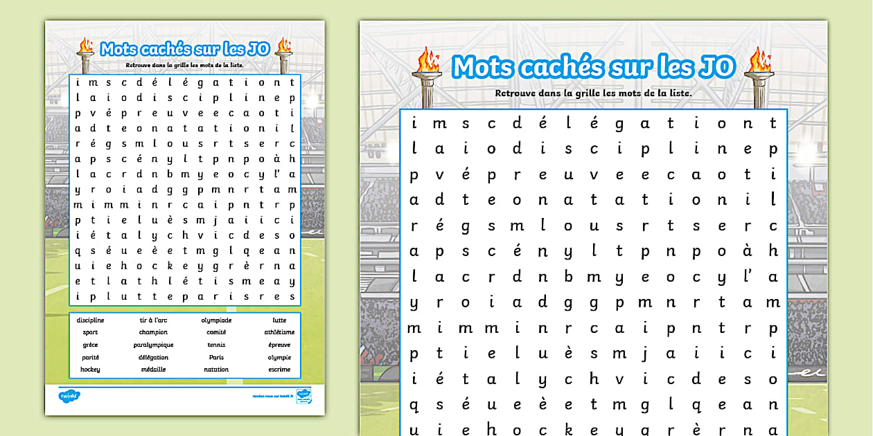 Mots cachés sur les JO (teacher made) - Twinkl